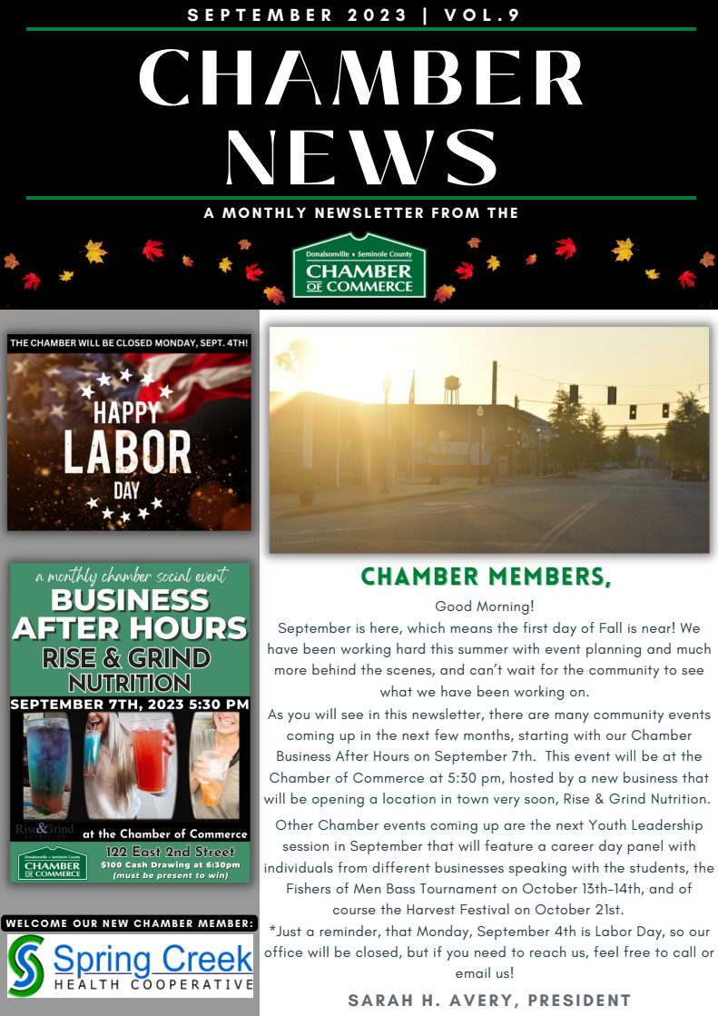 2023 Monthly Chamber Newsletter: September Edition – Donalsonville ...