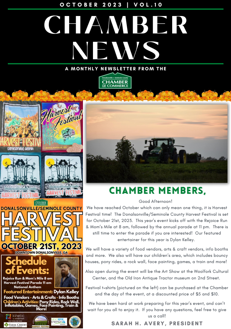 2023 Monthly Chamber Newsletter: October Edition – Donalsonville ...